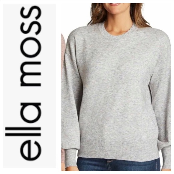 Ella Moss | Sweaters | Nwot Ella Miss Heathered Gray And Pink Puff ...